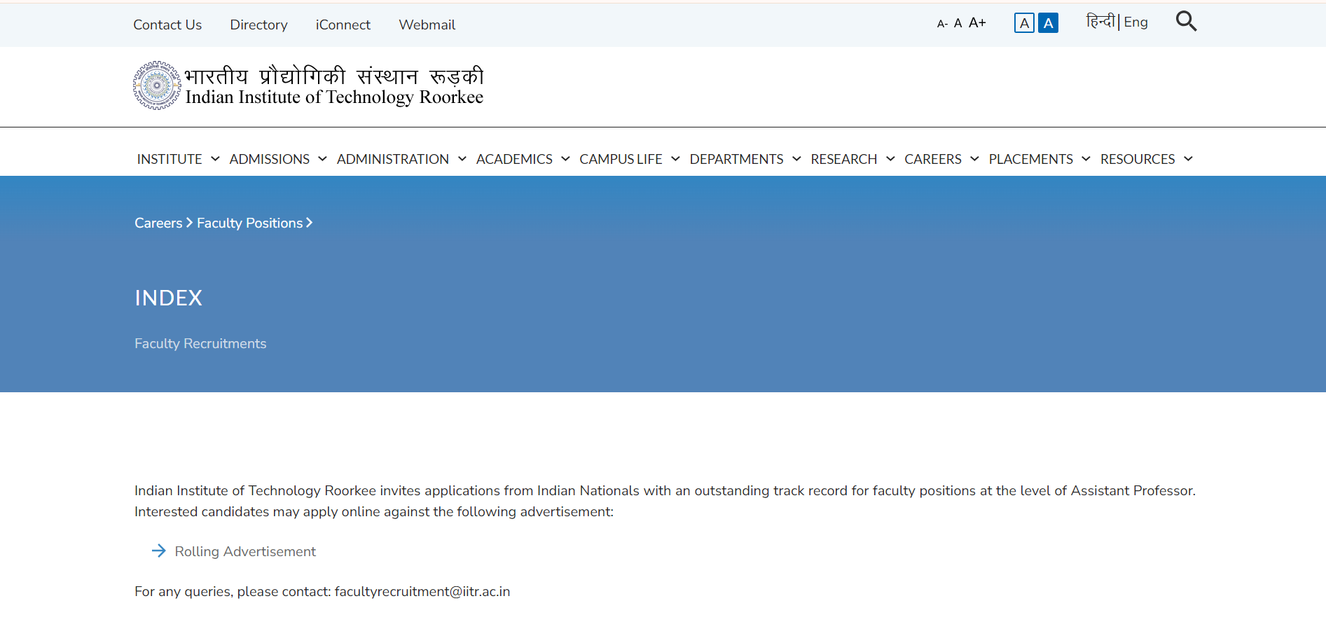 IIT Roorkee Chief Executive Officer Recruitment 2024 Notification Out ...